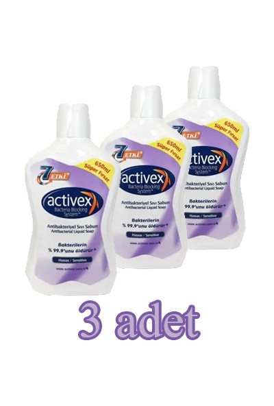 Activex Sıvı Sabun Hassas 650 ml (Kapaklı) x 3