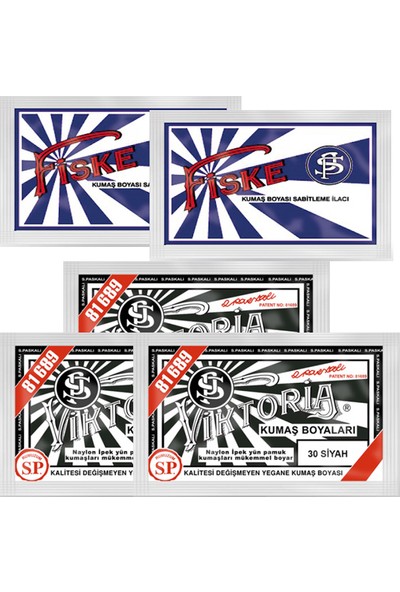 Viktoria Kumaş Boyası Kot Boyası 30 Siyah 3'lü - Fiske Sabitleyici 2'li