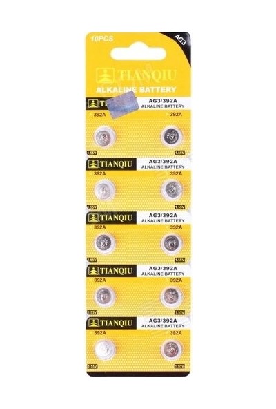 Tıanqıu Ag3 LR41/392 Alkalin 10'lu Düğme Pil Tıanqıu Ag3 LR41/392 Alkalin 10'lu Düğme Pil