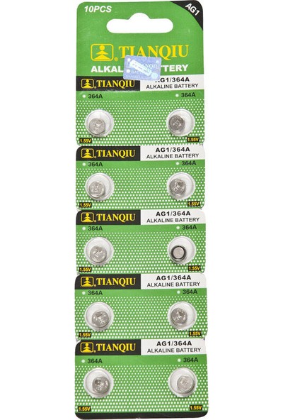 Tıanqıu Ag1 LR621/364 Alkalin 10'lu Düğme Pil Tıanqıu Ag1 LR621/364 Alkalin 10'lu Düğme Pil
