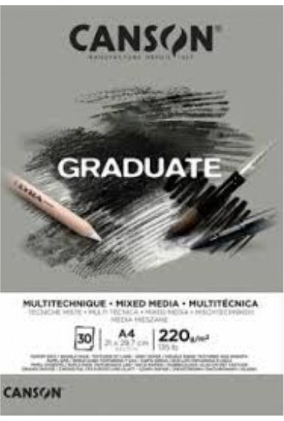 Canson Graduate Mixed Media Grey A4 30 Yaprak 220 gr Canson Graduate Mixed Media Grey A4 30 Yaprak 220 gr