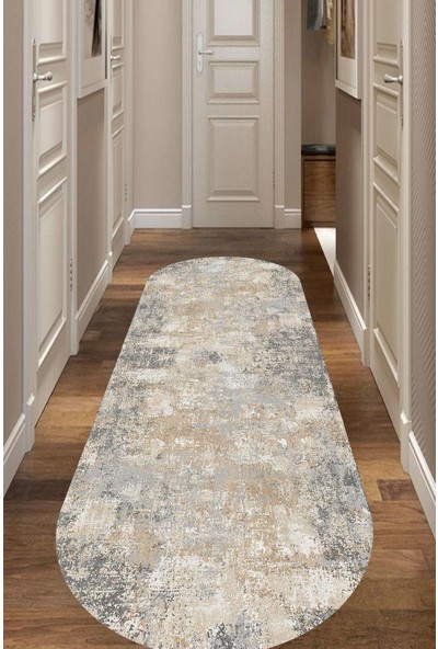 Cappio Halı Beyaz Motifli Gri Mermer Desenli Halı (Makinada Yıkanabilir) - CP005