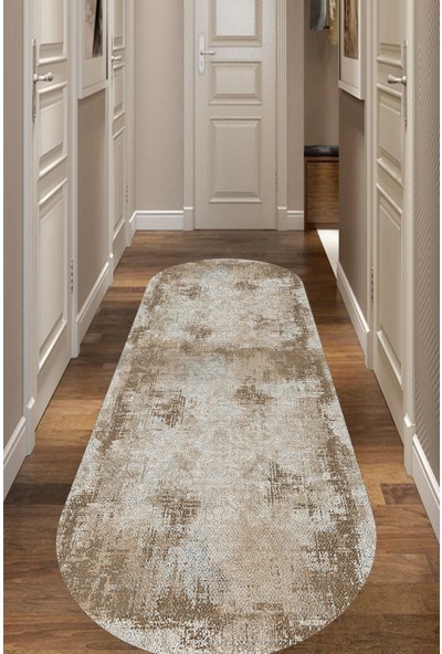 Cappio Halı Cappio Kahve Desenli Siyah Mutfak Halısı Makinada Yıkanabilir Kaymaz DotTaban CP391