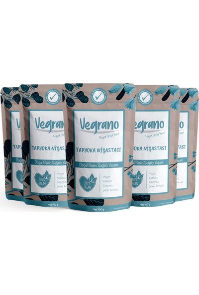 Vegrano Tapyoka Nişastası (Gıda Tipi) 5 x 100 G Vegrano Tapyoka Nişastası (Gıda Tipi) 5 x 100 G