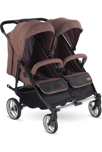 Babyhope BH-3077 City Twin Ikiz Bebek Arabası Kahverengi