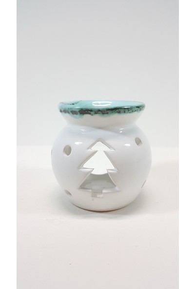 Matilda Seramik Beyaz Çam Buhurdanlık Mumluk