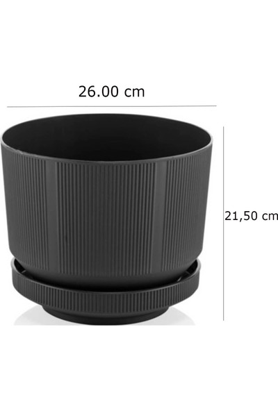 Minia Bahçe Plastik Tabaklı Saksı 1 Adet (Antrasit) 9 Lt Minia Bahçe Plastik Tabaklı Saksı 1 Adet (Antrasit) 9 Lt