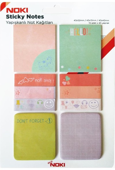 Noki Sticky Notes Karışık Ölçülü Baskılı Yapışkanlı Not Kağıdı Noki Sticky Notes Karışık Ölçülü Baskılı Yapışkanlı Not Kağıdı