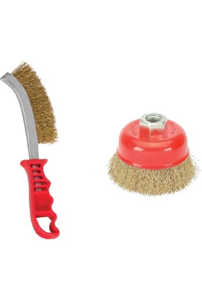 Emka 2'li Saplı Tel Fırça Emka Çanak Fırça Seti 100 mm Emka 2'li Saplı Tel Fırça Emka Çanak Fırça Seti 100 mm