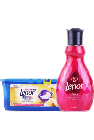 Lenor Hepsi 1 Arada Sıvı Kapsül Deterjan 28 Yıkama ve Kiss Parfüm 90 0ml 36 Yıkama Yumuşatıcı Set Lenor Hepsi 1 Arada Sıvı Kapsül Deterjan 28 Yıkama ve Kiss Parfüm 90 0ml 36 Yıkama Yumuşatıcı Set