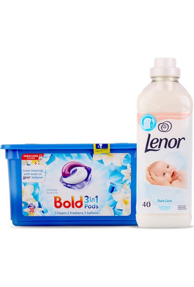 Bold Sıvı Kapsül Deterjan Bahar Uyanışı 38 Yıkama 1000 ml + 40 Yıkama Yumuşatıcı Set Bold Sıvı Kapsül Deterjan Bahar Uyanışı 38 Yıkama 1000 ml + 40 Yıkama Yumuşatıcı Set
