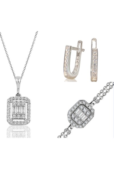 Esjewelry 925 Ayargümüş Pırlanta Montür Baget Kesim Kadın Gümüş Set Esjewelry 925 Ayargümüş Pırlanta Montür Baget Kesim Kadın Gümüş Set