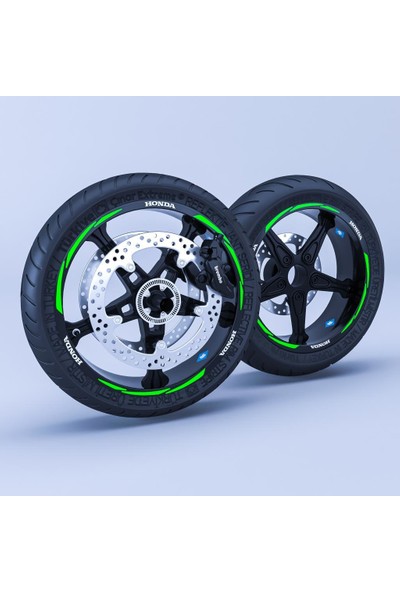 Çınar Extreme Honda Yazılı 3 Parçalı Floresan Yeşil Honda NC 700 Jant Şeridi Sticker