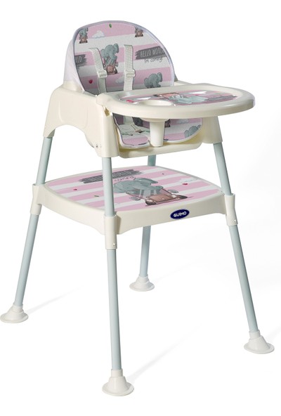 Guimo Hello World Elephant Pembe Desenli Masalı Lüx Mama Sandalyesi Guimo Hello World Elephant Pembe Desenli Masalı Lüx Mama Sandalyesi