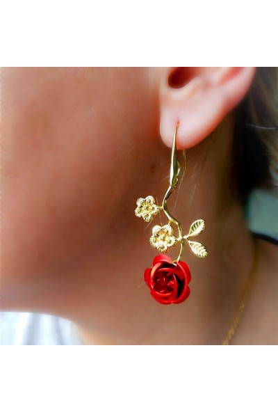 Puppet Takı Büyük Gül Küpe Puppet Takı Büyük Gül Küpe