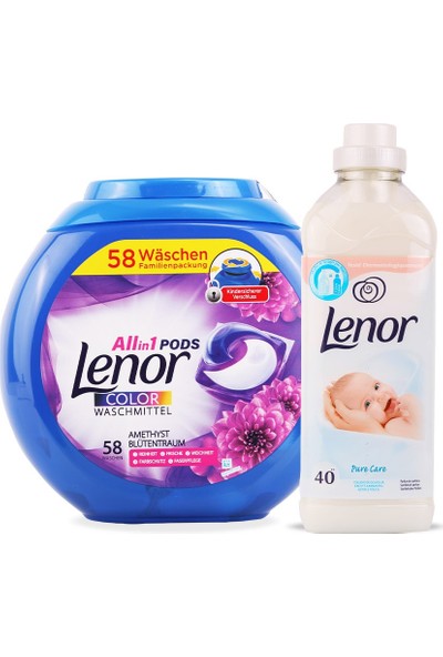 Ametist Çiçeği 58 Yıkama Kapsül Deterjan ve Saf 1000 ml 40 Yıkama Yumuşatıcı Set Ametist Çiçeği 58 Yıkama Kapsül Deterjan ve Saf 1000 ml 40 Yıkama Yumuşatıcı Set