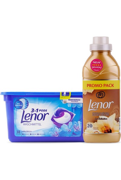 Kapsül Deterjan Nisan Tazeliği ve Gold 500ML 20 Yıkama Yumuşatıcı Set Kapsül Deterjan Nisan Tazeliği ve Gold 500ML 20 Yıkama Yumuşatıcı Set