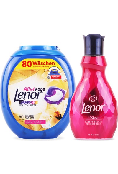 Gold 80 Yıkama Kapsül Deterjan ve Kiss 900 ml 36 Yıkama Yumuşatıcı Set Gold 80 Yıkama Kapsül Deterjan ve Kiss 900 ml 36 Yıkama Yumuşatıcı Set