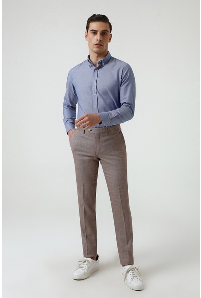 Ds Damat Bordo Desenli Keten Kumaş Pantolon