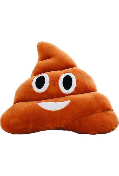 Xolo Kahverengi Gülen Poo Emoji Yastık Peluş Dekoratif Oyuncak Yastık