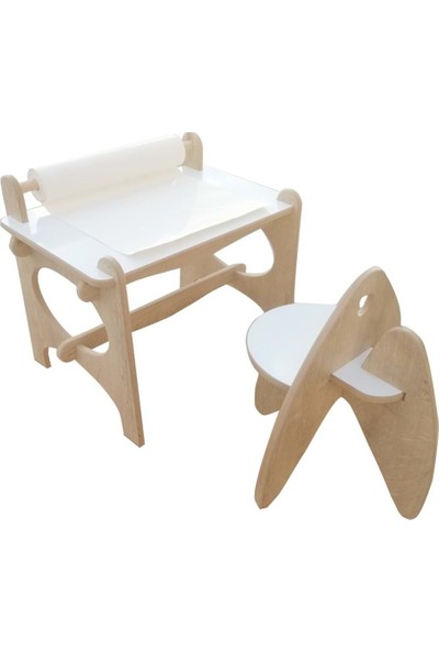 Damla Toys Çocuk Ahşap Resim Masası ve Sandalye Takımı - 1 Masa 1 Sandalye