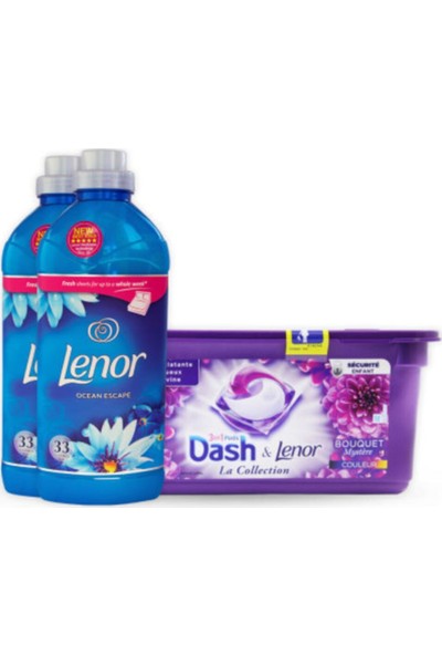 Dash Gizemli Buket 3ü 1 Arada Kapsül + Okyanustan Kaçış Yumuşatıcı x 2 Premium Set