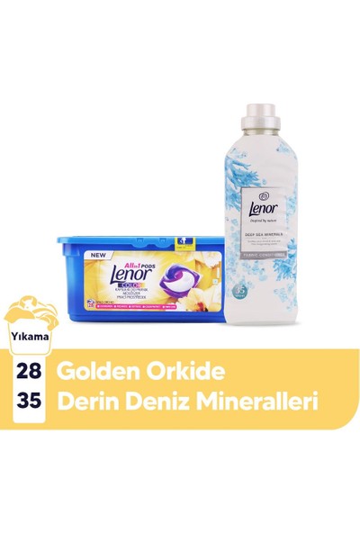 Lenor Hepsi 1 Arada Sıvı Kapsül Deterjan 28 Yıkama ve Derin Deniz Minarelleri 35 Yıkama Yumuşatıcı Set Lenor Hepsi 1 Arada Sıvı Kapsül Deterjan 28 Yıkama ve Derin Deniz Minarelleri 35 Yıkama Yumuşatıcı Set
