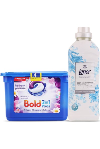 Bold Kapsül Deterjan Lavanta ve Papatya 20 Yıkama ve Derin 35 Yıkama Yumuşatıcı Set Bold Kapsül Deterjan Lavanta ve Papatya 20 Yıkama ve Derin 35 Yıkama Yumuşatıcı Set