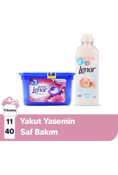Lenor Yakut Yasemin Sıvı Deterjan Kapsülü 11 Yıkama ve Saf Bakım 40 Yıkama Yumuşatıcı Set Lenor Yakut Yasemin Sıvı Deterjan Kapsülü 11 Yıkama ve Saf Bakım 40 Yıkama Yumuşatıcı Set
