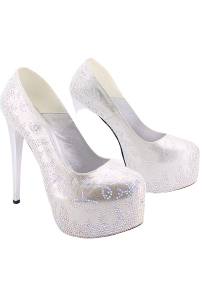 Doçka 16 cm Topuklu Gümüş Abiye Ayakkabı 4EA2160