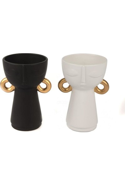 Mikasa Moor Siyah Beyaz 2'li Vazo 14X19 cm Mikasa Moor Siyah Beyaz 2'li Vazo 14X19 cm