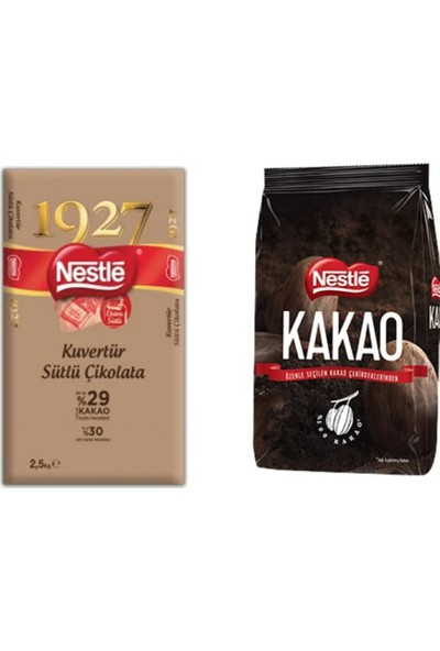 Nestle 1927 Sütlü Kuvertür 2,5 kg + Nestle Kakao 1 kg Nestle 1927 Sütlü Kuvertür 2,5 kg + Nestle Kakao 1 kg