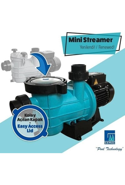 GEMAŞ Havuz Pompası Streamer Mini 1/3hp 220 Volt GEMAŞ Havuz Pompası Streamer Mini 1/3hp 220 Volt