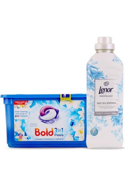 Lenor Bold Sıvı Kapsül Deterjan Bahar Uyanışı 38 ve Derin 35 Yıkama Yumuşatıcı Set Lenor Bold Sıvı Kapsül Deterjan Bahar Uyanışı 38 ve Derin 35 Yıkama Yumuşatıcı Set