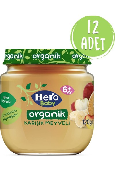 Hero Baby Karışık Meyve Püreli Kavanoz Mama 120 gr 12 Adet Hero Baby Karışık Meyve Püreli Kavanoz Mama 120 gr 12 Adet