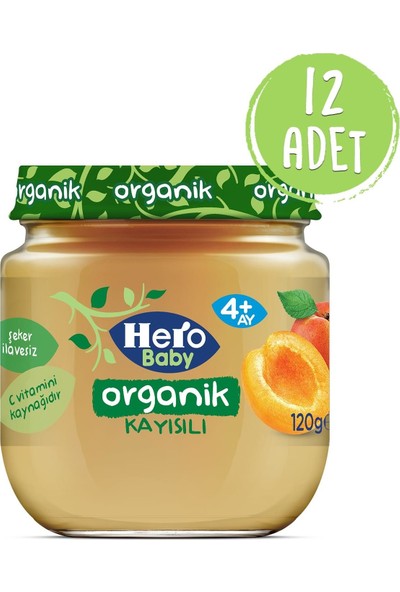 Hero Baby Kayısı Püreli Kavanoz Mama 120 gr 12 Adet