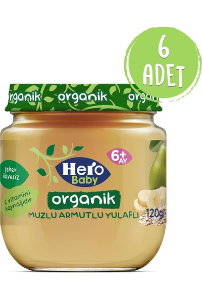 Hero Baby Muz Armut Yulaflı Kavanoz Mama 120 gr 6 Adet Hero Baby Muz Armut Yulaflı Kavanoz Mama 120 gr 6 Adet