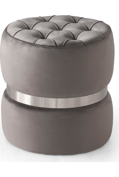 Sivasgözde Modern Dekoratif Yuvarlak Puf Kapitone Kumaş 40X42CM