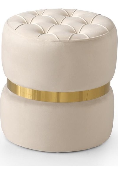 Sivasgözde Modern Dekoratif Yuvarlak Puf Kapitone Kumaş 40X42CM