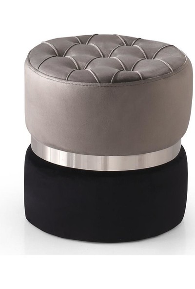 Sivasgözde Modern Dekoratif Yuvarlak Puf Kapitone Kumaş 40X42CM