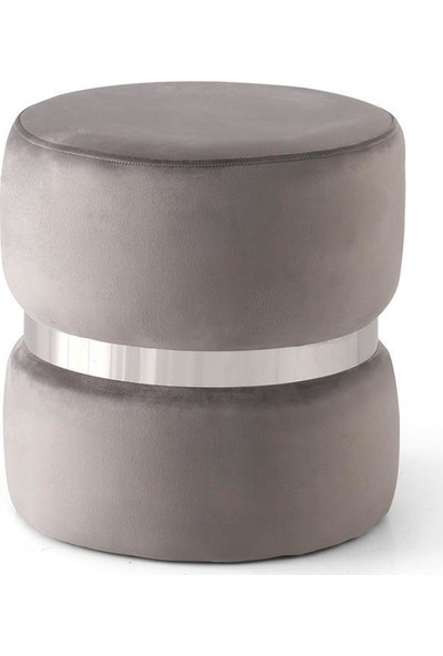 Sivasgözde Modern Dekoratif Yuvarlak Puf Düz Kumaş 40X42CM