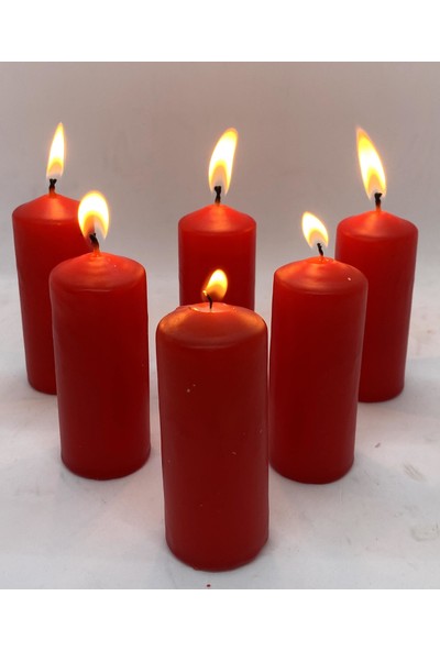 Missi 6lı Kırmızı Bar Mum Seti (3,5x8 Cm)
