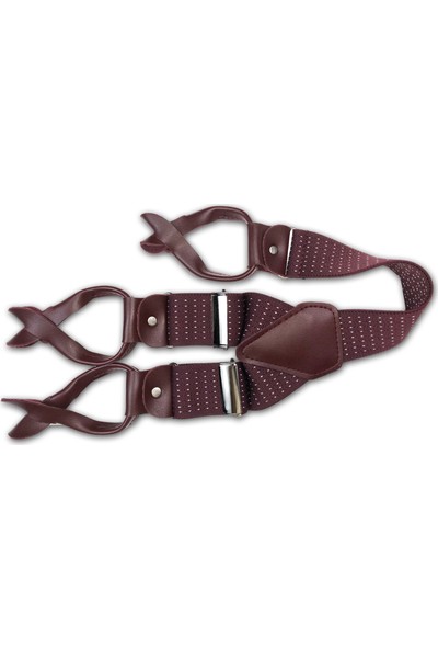 Kemer Sepeti Düğmeli Bordo Beyaz Pantolon Askısı