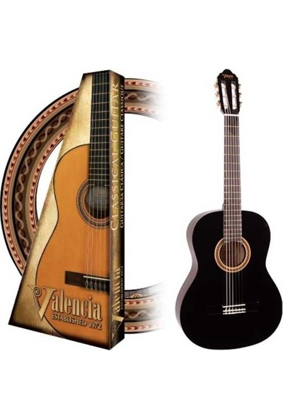 Valencia VC103-BK 3/4 Siyah Klasik Gitar (Kılıf+Pena )