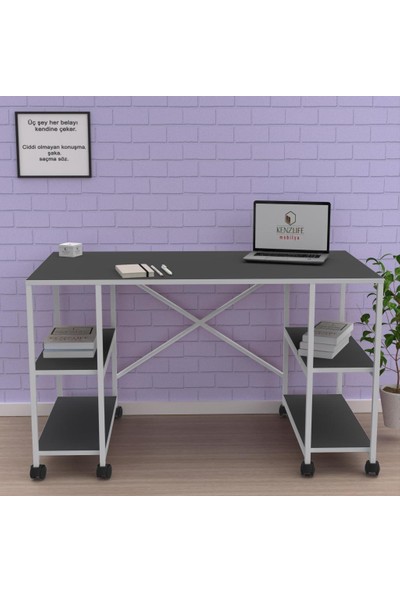 Kenzlife ofis masası sumiko 075x110x80 gribyz tekerlekli