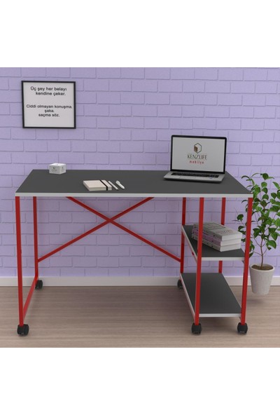 Kenzlife ofis masası miyako 075x110x60 grikrm tekerlekli