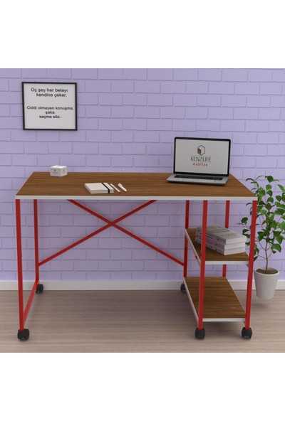 Kenzlife ofis masası miyako 075x110x60 cvzkrm tekerlekli