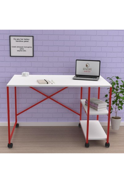 Kenzlife ofis masası miyako 075x130x60 byzkrm tekerlekli