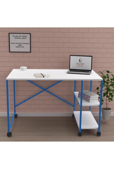 Kenzlife ofis masası miyako 075x110x40 byzmvi tekerlekli