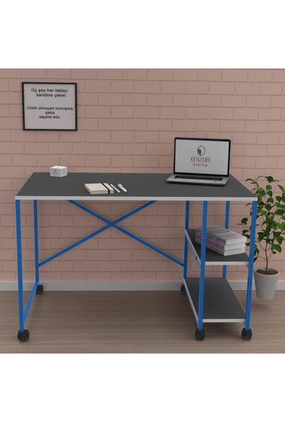 Kenzlife ofis masası miyako 075x130x60 grimvi tekerlekli Kenzlife ofis masası miyako 075x130x60 grimvi tekerlekli
